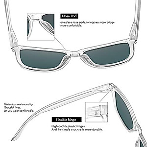 MEETSUN Polarized Sunglasses for Women Men Classic Retro Designer Style (Clear Frame/Pink Mirrored Lens, 54)