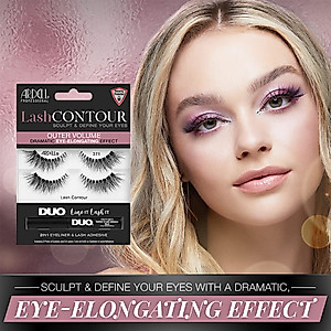 Ardell Lash Contour 371 Outer Volume Dramatic Eye-Elongating Effect with DUO Line It Lash It Adhesive Black, 2 Pairs