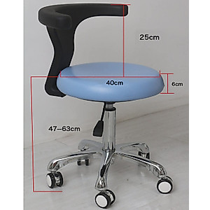 GUNEL Medical Dentist Chair Dental Stool Dental Mobile Chair, Height Adjustable Doctor Chair with 360 Degree Rotation Backrest and Seat (Color : Blue, Size : B(with Foot Rest))