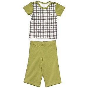 Petunia Pickle Bottom Shirt and Pant Set - Playful Plaid (3-6 Months) Green