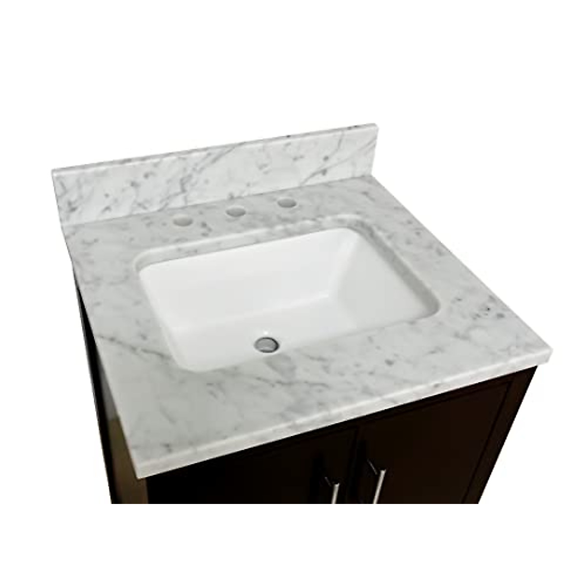 California 24-inch Bathroom Vanity (Chocolate/Carrara): Includes Chocolate Cabinet with Authentic Italian Carrara Marble Countertop and White Ceramic Sink