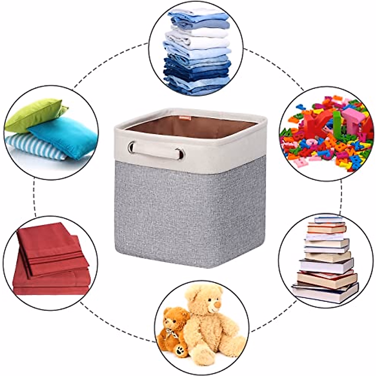 Kntiwiwo Cube Storage Bins 10.5” x 10.5 x 11” Cloth Baskets for Storage with Handles for Shelf, Closet, Nursery, Office Organizer, Set of 6
