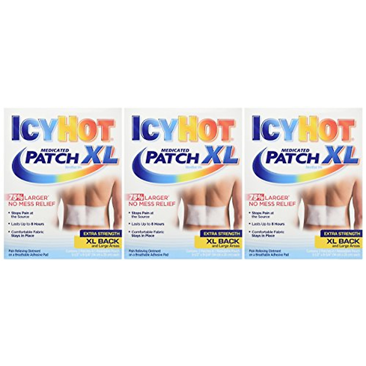 Icy Hot Original XL Pain Relief Patch (3 Count) for Back and Large Areas