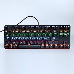 CCYLEZ 87 Keys Mechanical Keyboard, Wired USB Entertainment Gaming Keyboard, Mixed Light Computer Accessories 919(Black)