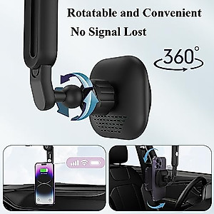 JDHDL for Magsafe Car Mount Charger, Rear View Mirror Phone Holder Car Charger, Fast Wireless Magnetic Car Charger for iPhone 14/13/12 Series and All Wireless Charging Cell Phones,Car Charger Included