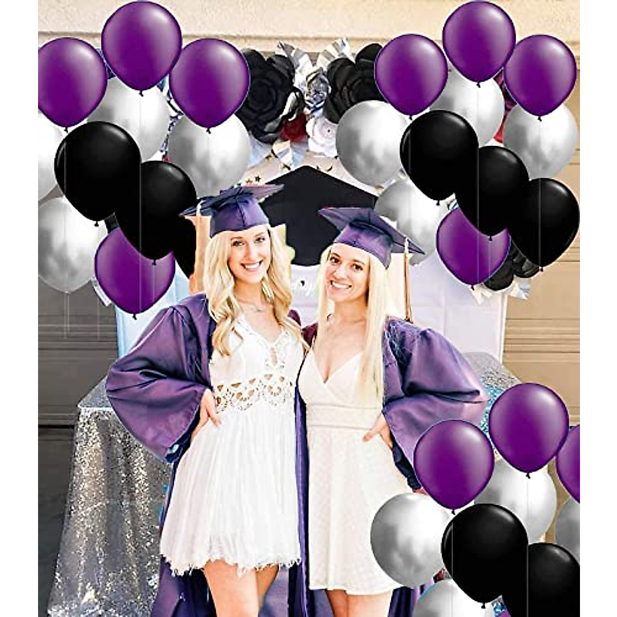 Graduation Party Decorations 2023 Purple Grad Purple Silver Black Balloons 30Pcs Women Birthday Decorations 2023 Purple NYU Graduation Party Supplies