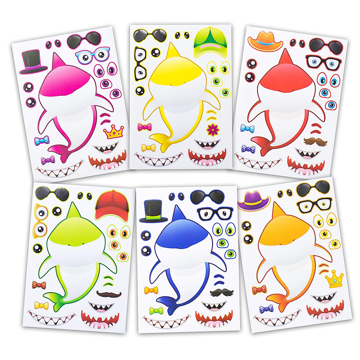 Edgewood Toys 24 Make A Shark Stickers For Kids - Great For Birthday Party Favors, Decorations, & Prizes - Let Your Kids Get Creative & Design Their Favorite Shark Stickers – Fun Kids Craft Activity