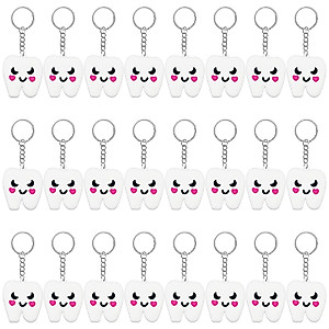 CiciBear 24 Pack Tooth Keyring Party Decorations for First Tooth?Teeth Party,First Birthday,Clinic Graduation