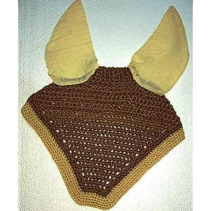 A C Horse Ear Net Crochet Fly Veil Equestrian Fly Bonnet/Veil/mask Standard Size