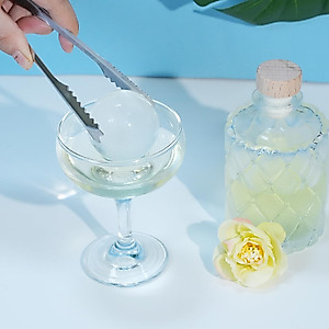 Toobimen Ice Cube Tray with Lid&Bin, 1.9'' Whiskey Ice Mold, 2Pack Ice Ball Maker Mold, Large Ice Cube Trays with Tong, Easy Fill & Release Making Ice Balls for Whiskey Cocktails Bourbon (Blue)