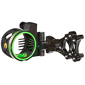 Trophy Ridge Volt 5 Pin Archery Bow Ambidextrous Sight - 5 Ultra-Bright Horizontal .019 Fiber Optic Pins, Bubble Level, Green Hood Accent for Quicker Sight Acquisition, Fiber Wrapped Pin Guard