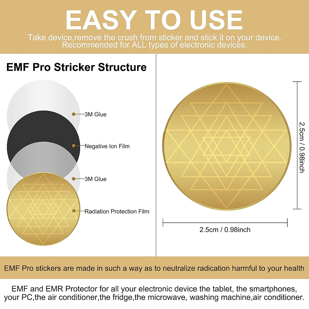 Only Jane 8PCs Protection Cell Phone Sticker, 5G New Phone Protector, 360 Round Block Electromagnetic Waves for Mobile, Computer, Radio, Laptop, Tablet PC, WiFi Router, TV, All E-Devices!