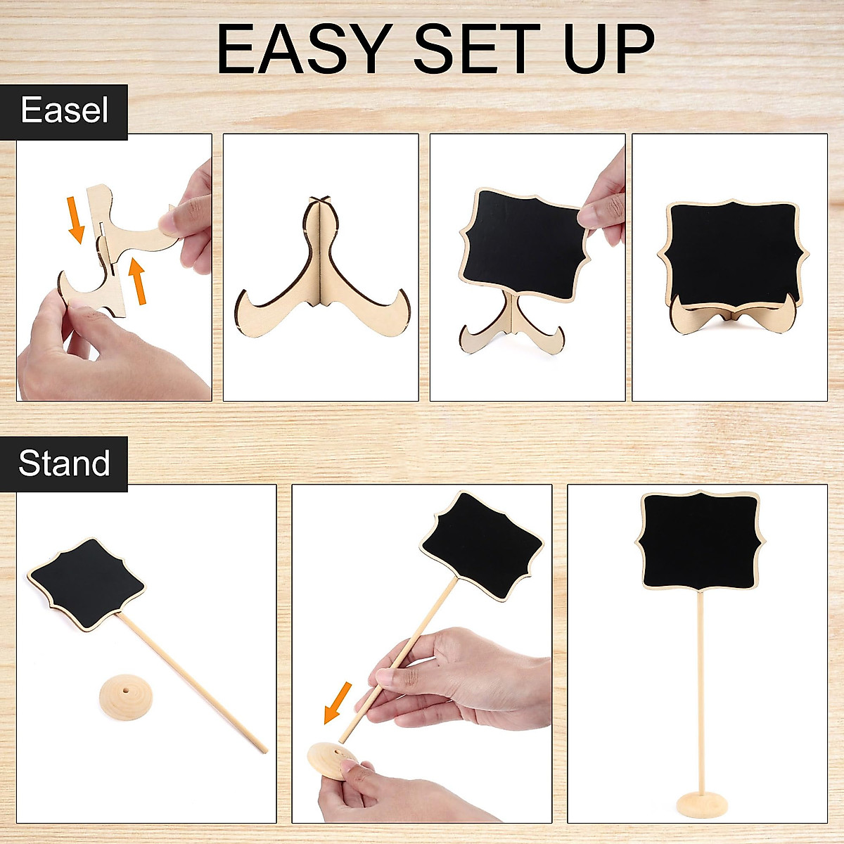 LotFancy Mini Chalkboard Signs 20 Pack with Support Easels and 10 Extra Stickers, Food Labels for Party Buffet Table, Weddings, Table Numbers, Message Board and Event Decorations