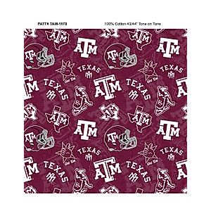 Texas A&M University Cotton Fabric with New Tone ON Tone Design Newest Pattern