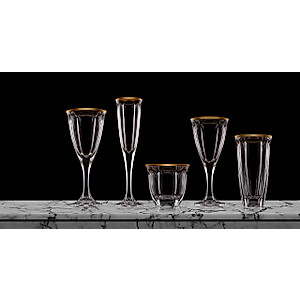 JoyJolt Windsor Gold Rim Highball Glasses Set of 2 Crystal Bar Glasses, 8.7oz Drink Glasses. Highball Glass Set made in Europe. Cocktail Glasses, Tall Glass Tumbler Cup, Water Drinking Glasses…