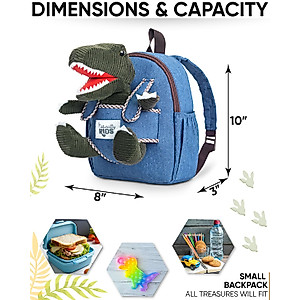 Naturally KIDS Dinosaur Backpack, Dinosaur Toys for Kids 3-5, 2 Year Old Boy Birthday Gift, Toddler Backpack Boys Girls
