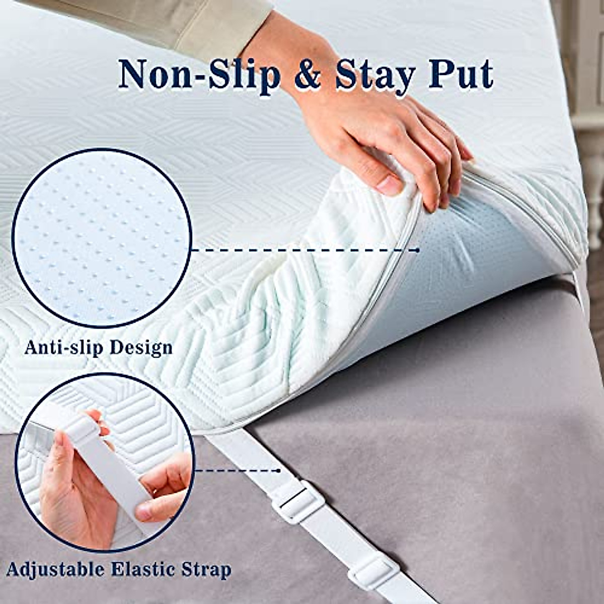 3 Inch Memory Foam Mattress Topper Queen, Medium Firm Cooling Bed Matress Topper with Washable Fiber Cover, Comfort Body Support - Pressure Relief, 10 Year Warranty CertiPUR-US Certified