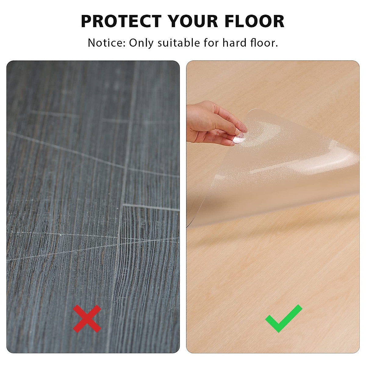 FURKIT Floor Mats for Home, 5'×7' Clear Area Rug for Dining Room, Durable Non-Slip Hard Floor Living Room Rug, PVC Waterproof Rolling Chair Protector for Kitchen, Bedroom, High Traffic Areas