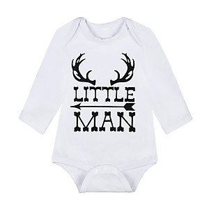Baby Boys Girls Cute Deer Little Man Long Sleeve Plaid Clothes Outfit Set（0-3Moths）
