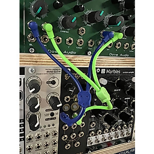 Starving Students Music Supplies Luigi's Modular M-Doppio Mini Y Right Angled Splitter Patch Cables 15cm x 15cm - 2 Pack (Blue) - 3.5mm Splitter for Eurorack Modular Synthesizer