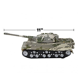 Kidplokio Remote Control Army Military War RC Tank with Lights Sounds, Assorted Camo, Boys, Ages 3+
