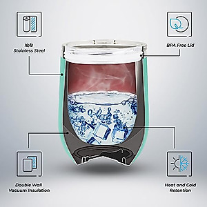 shop4ever Easily Distracted By Engraved Insulated Stainless Steel Wine Tumbler with Lid Funny Dachshund Weiner Dog Mom Gift (Teal)