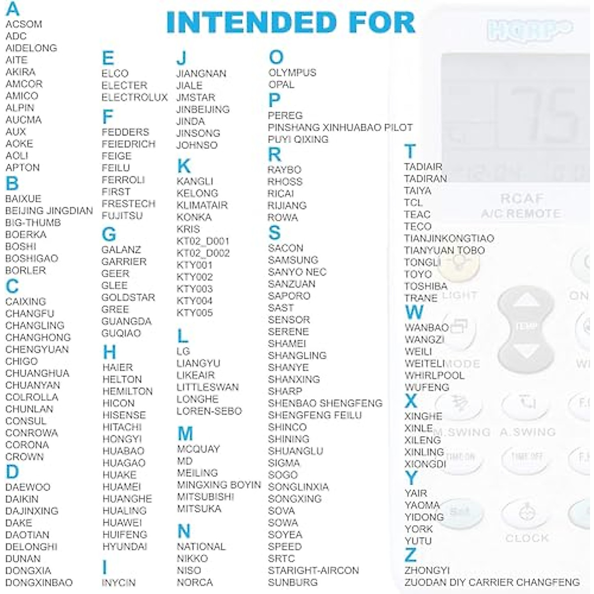 HQRP Universal Remote Control for Air Conditioner: Window AC, Split AC, Mini Split AC etc. Compatible with Gree Midea Fujitsu Mitsubishi Lg Panasonic Sharp Hisense Haier Aux Mirage, 1000 Other Brands