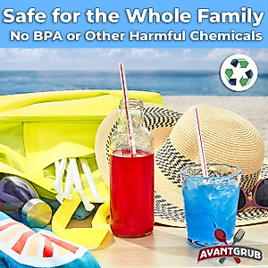 Retro, Extra Sturdy Sanitary Plastic Straws 300pk. BPA-Free, Individually Wrapped Red and White Striped Jumbo Disposable 7.75 Inch Drinking Straw. Best for Milkshakes, Smoothies, and Thick Drinks.