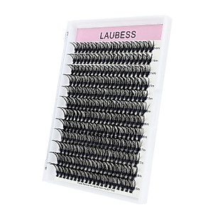 Individual Lashes 14-18mm 240pcs Cluster Lashes Natural Look Mixed Tray DIY Eyelash Extension Volume Lash Clusters Eyelashes Long Individual Lash Extensions (40D-0.07D-14-18mm)