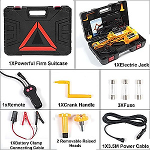 Electric Car Floor Jack 3 Ton All-in-one Automatic 12V Scissor Lift Jack Set for Sedans SUV w/Double Saddles Remote Tire Change Repair Emergency Tool Kits Vehicle Floor Jack Wheel Change(3T)