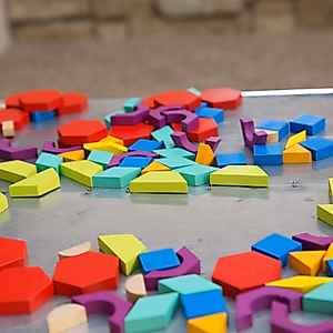 Fat Brain Toys GeoMagic Mosaics - Wooden Geometry Blocks for Kids Ages 3 to 8