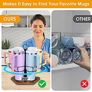 Haldane Water Bottle Organizer for Stanley Cup 40oz,Rotatable Stanley Cup Holder Metal Water Bottle Storage Rack Tumbler Organizer for Kitchen Cabinets, Retro Stanley Cup Accessories Movable