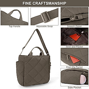 Quilted Tote Bag for Women Crossbody Bags Lightweight Padding Shoulder Bags Nylon Padded Hobo Handbag with Zipper