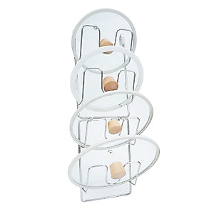 Wealrit Pot Lid Organizer for Cabinet Door 4 Tier Pot Lid Holder Pot Cover Holder Rack Hanging Pot Lid Holder Pot Lid Storage(Silver)