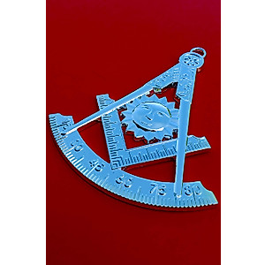 DEURA Past Master MASON Masonic Collar Jewel SQUARE & COMPASS SILVER PLATED 3"