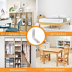LuckIn 40 Pack Corner Brace 2" x 2", Heavy Duty L Brackets for Shelves and Wood, Stainless Steel Right Angle Bracket with Screws, 50mm x 50mm