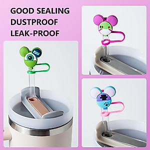 8-Piece Cute Mice Straw Covers for Stanley Cup, 0.4in/10mm Diameter Straw Toppers Cap,Compatible with Stanley 20 30&40 0z Cup, Dust-Proof Straw Caps for Water Bottle