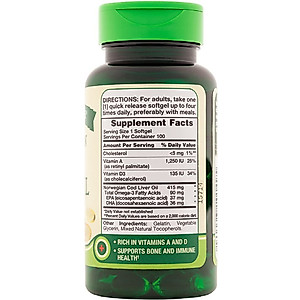 Nature's Truth Norwegian Cod Liver Oil Dietary Supplement - 100 Softgels, Pack of 6