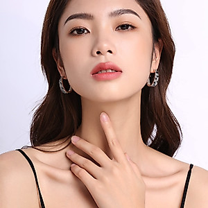 Qlady Crystal Hoop Earrings For Women Bright Silver Plated Oval Inside Out Earring,Sparkly Earring Jewelry