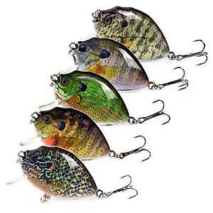 PENCHEN 5PCS Fishing Lures 6cm 15g Mini Wobbler Fishing Lure Artificial Hard Bait Crankbait with Tackle Box for Fish Bass