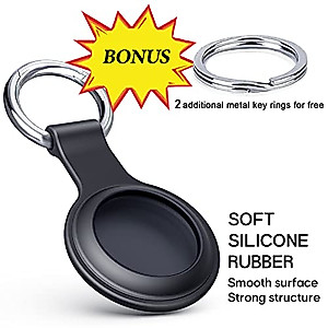 Fannoday Airtag Case 2 Pack, Airtag Holder Black Silicone Item Finder, Durable Air Tag Keychain Shockproof Tracker Protection for Backpack Luggage Suitcase Dogs Cats Tracking Accessories