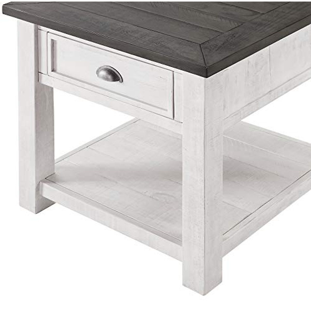Martin Svensson Home Monterey Solid Wood End Table White with Grey Top