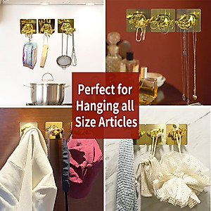 Pluspexy Gold Wall Decorative Hooks 3Pack Hand Shaped Adhesive Hooks for Hanging Things Bathroom Shower Towel Hooks Behind The Door Coat Hooks Renter Friendly Wall Hooks
