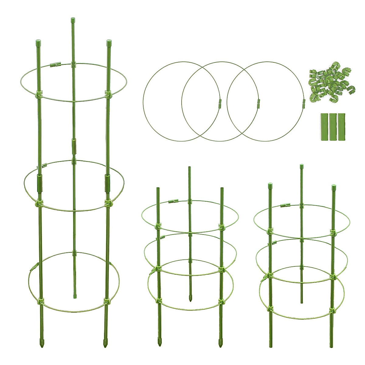 4 Pack Tomato Cages for Garden,Garden Stakes for Plants, Plant Cages with 3 Adjustable Rings,Plant Stake for Supporter Climbing Plants(18 inches,Pack of 4)