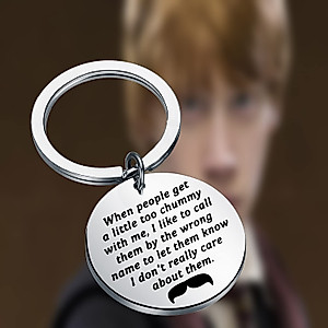 BEKECH Funny Boss Gag Gifts Ron Quotes Gift When People Get A Little Too Chummy With Me Keychain TV Show Fan Gift Parks and Rec Inspire Gift (too chummy with me)