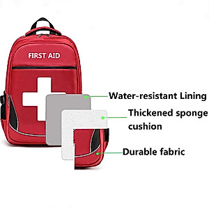 Camoredy First Aid Bag Empty Red Emergency Medical Bag First Responder Trauma Multi-Pocket Traveling Field Trips Camping Essentials (RED-1PCS)