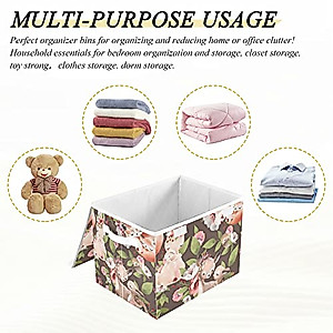 innewgogo Animals Deer Bunny Fox Storage Bins with Lids for Organizing Storage Baskets with Handles Oxford Cloth Storage Cube Box for Room