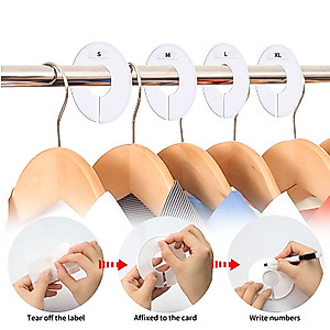 KMOTASUO 36Pcs White Clothing Rack Size Dividers, Round Clothes Hanger Separator Dividers with 150 Labels (1 Inch) and 2 Markers, Sturdy Baby Closet Organize Clothing Rod Dividers