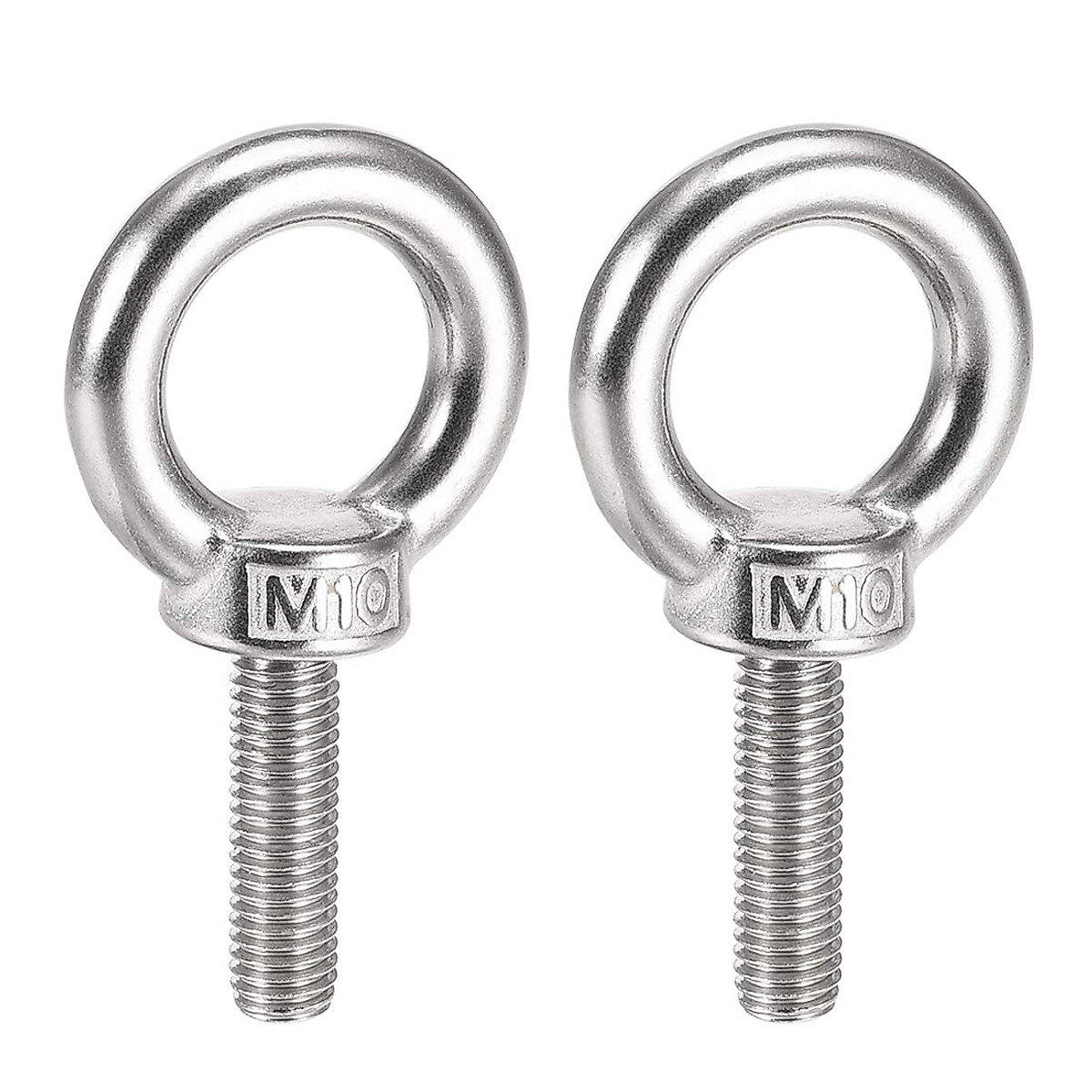 uxcell Lifting Eye Bolt M10 x 35mm Male Thread 304 Stainless Steel for Hanging, Pack of 2