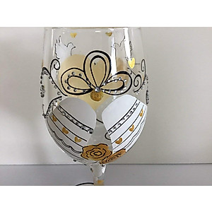 Enesco Designs by Lolita “Happy Couple” Hand-Painted Artisan Wine Glass, 15 oz, Multicolor